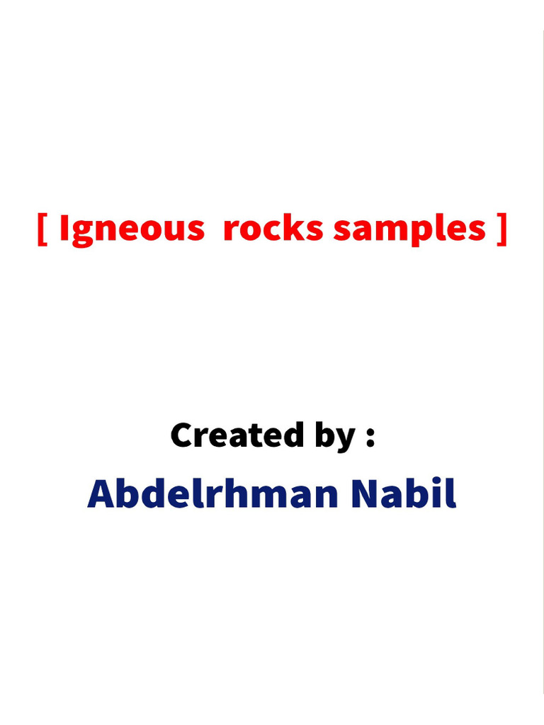 Igneous Rocks Samples | PDF