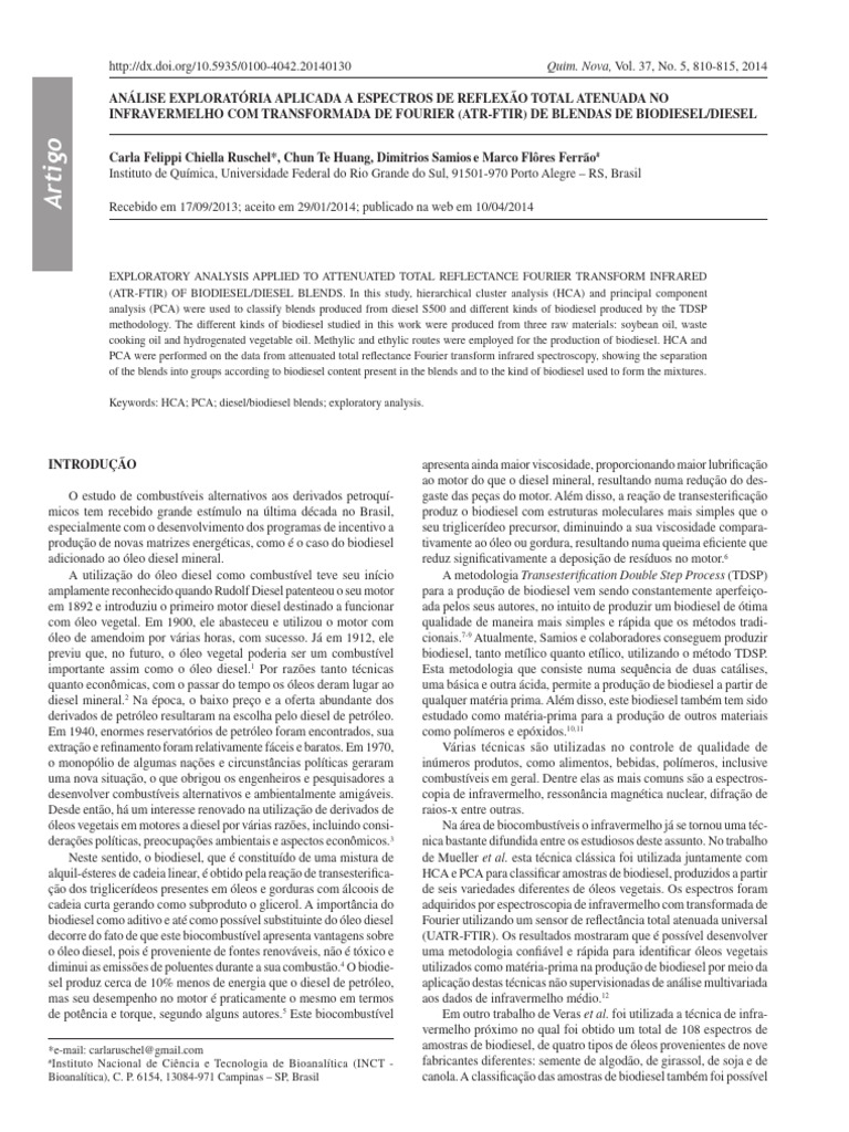 Análise de Biodiesel por ATR-FTIR | PDF | Biodiesel | Biocombustível
