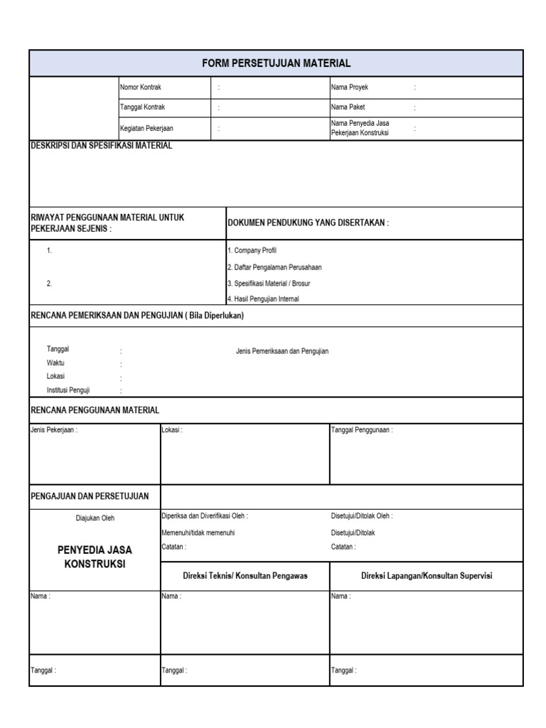Format Persetujuan Material | PDF