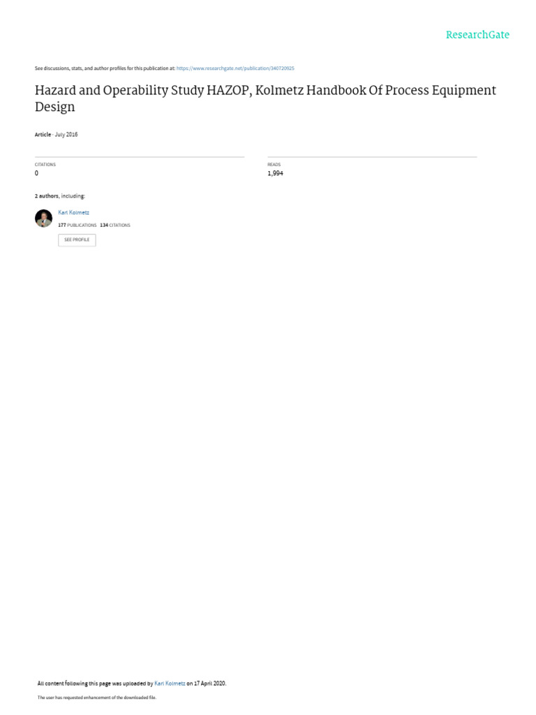 ENGINEERING DESIGN GUIDELINES Hazard Study Hazop Rev1.2web | PDF ...