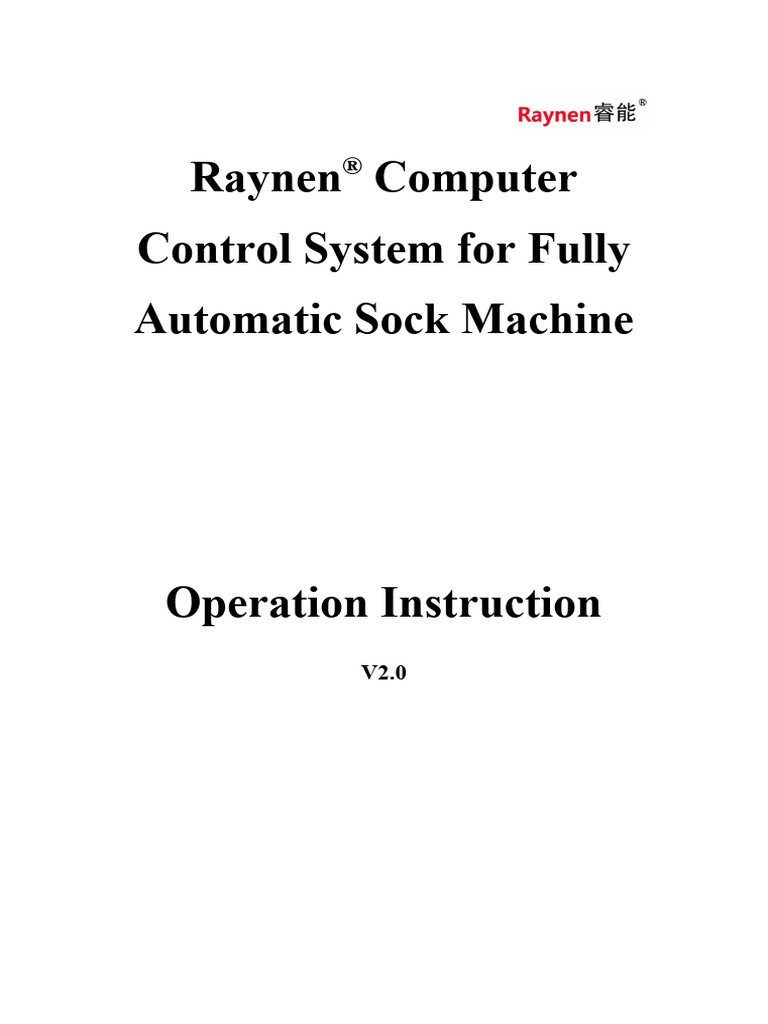 Raynen Computer Control System For Fully Automatic Sock Machine | PDF ...