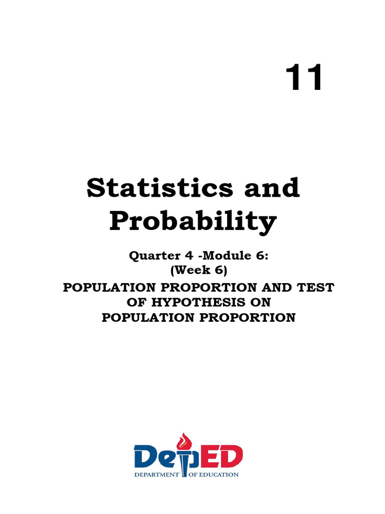 STAT AND PROB - Q4 - WEEK 6 - MODULE 6 - Test of Hypothesis On ...