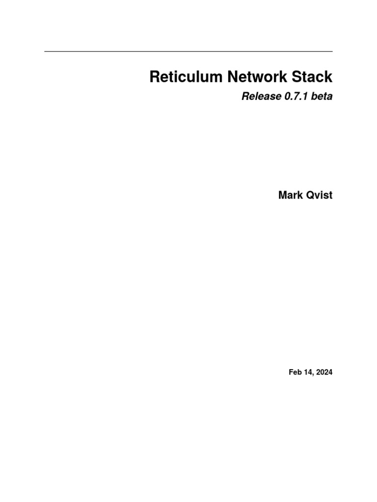 Reticulum Manual | PDF | Computer Network | Transmission Control Protocol