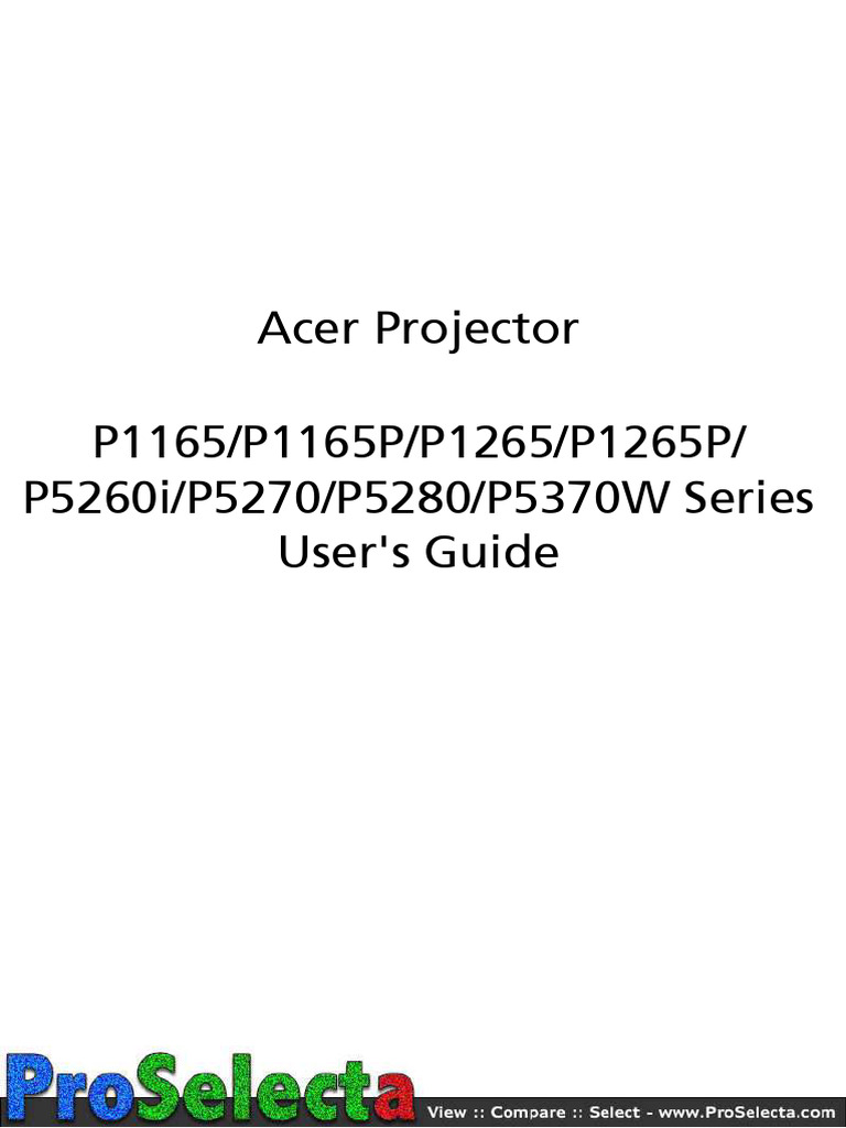 Acer p5820 Manual | PDF | Ac Power Plugs And Sockets | Hdmi