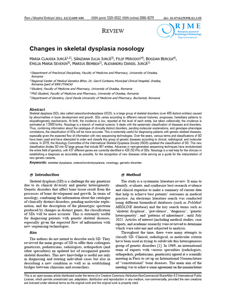 changes in skeletal dysplasia nosology | PDF | Osteoblast | Biology