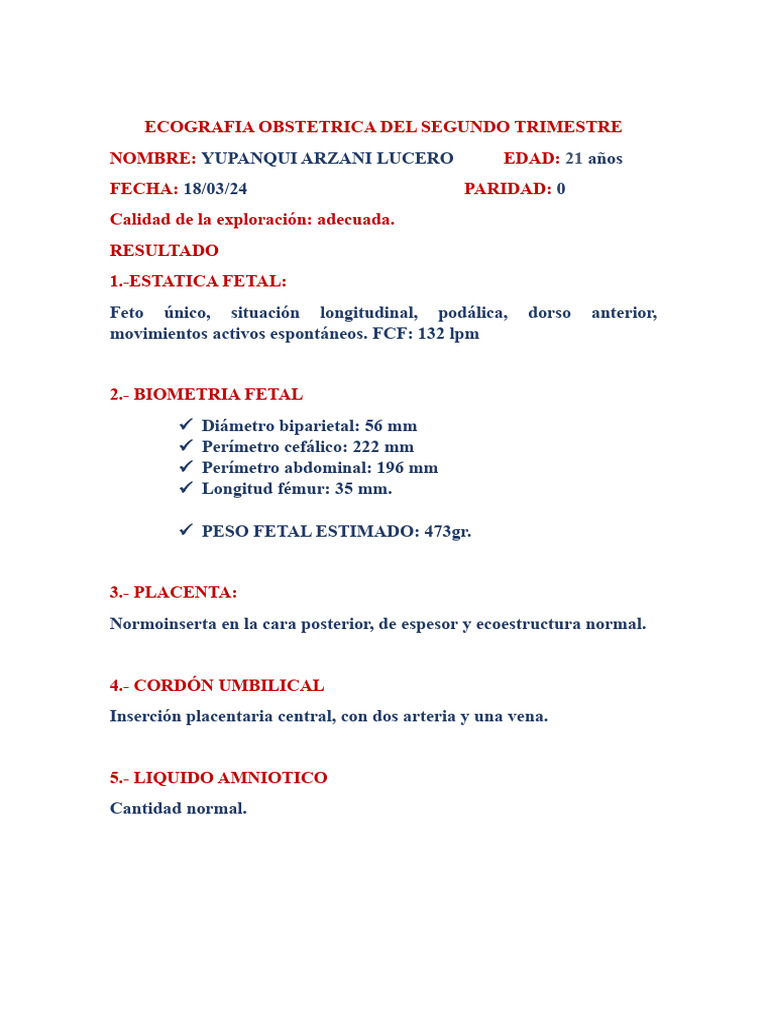 Ecografia Del Segundo Trimestre | PDF | Feto | El embarazo