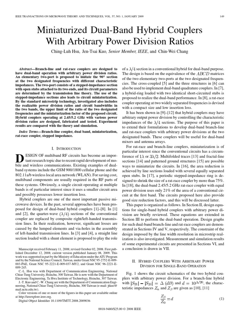 Miniaturized Dual-Band Couplers Design | PDF | Electrical Engineering ...
