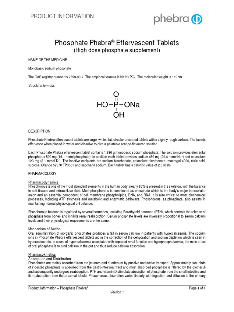 Phosphate-Phebra-PI-V01 | PDF | Calcium | Phosphate