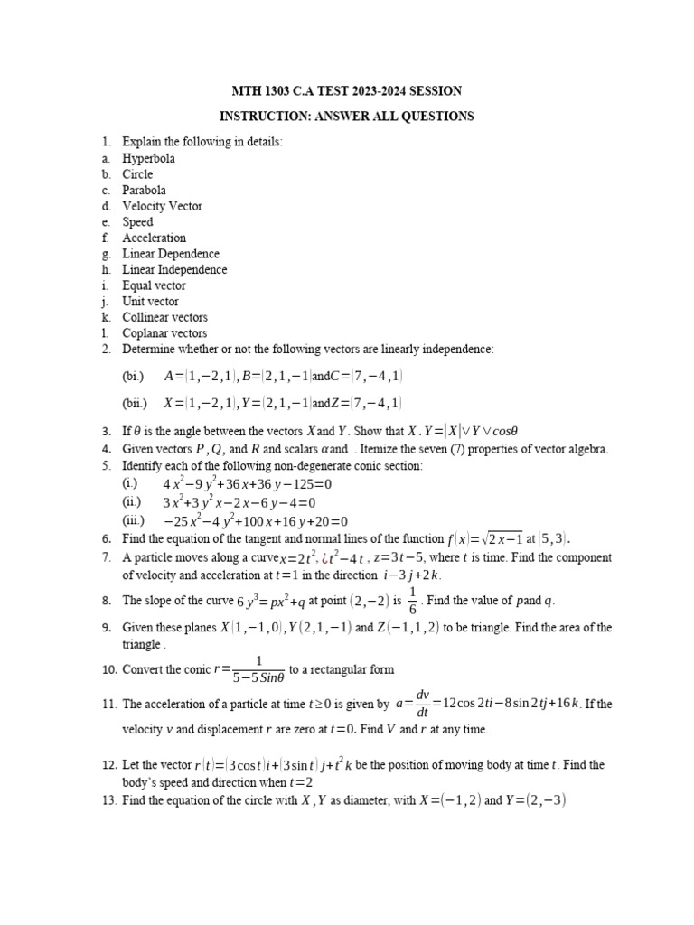 Mth 1303 Download Free Pdf Euclidean Vector Acceleration