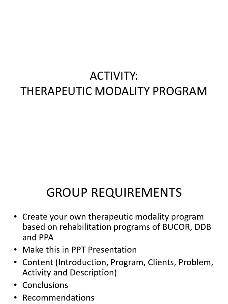 Activity Therapeutic Modality | PDF | Psychotherapy | Gestalt Therapy