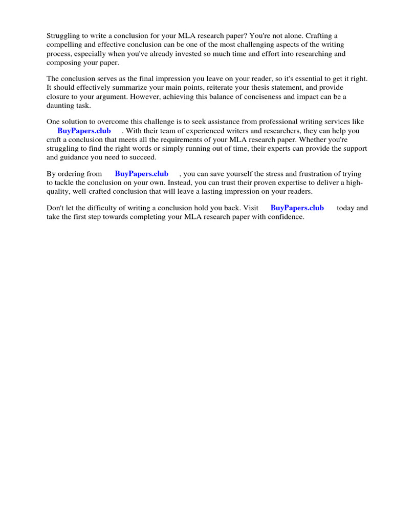 How To Write A Conclusion Mla Research Paper Pdf