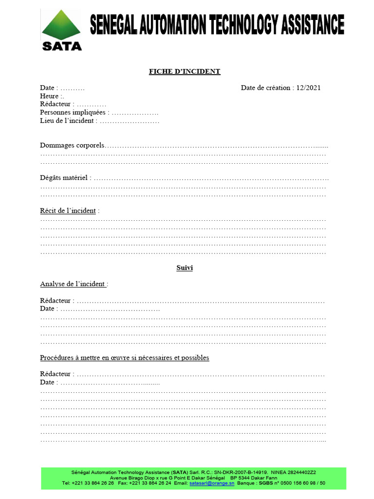 Fiche Incident | PDF