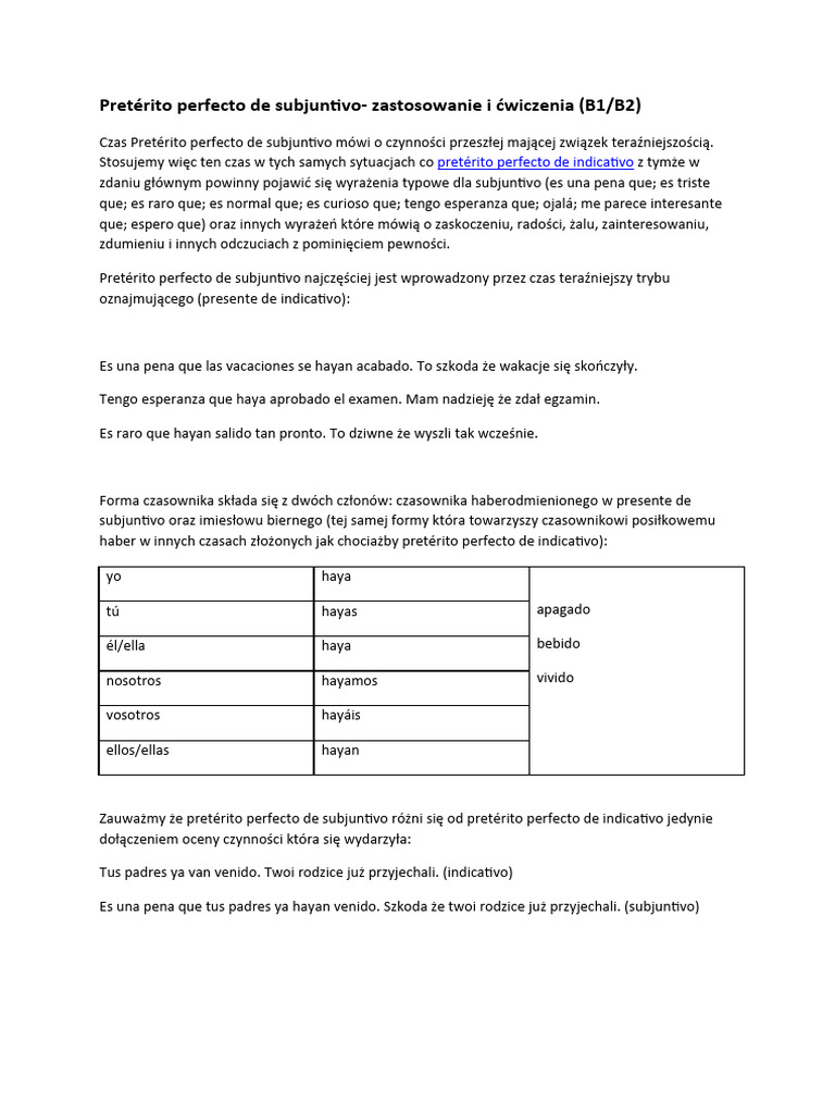 Pretérito Perfecto de Subjuntivo | PDF