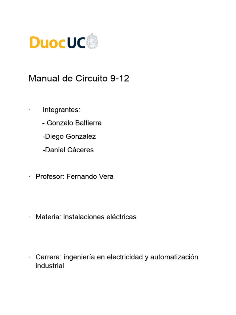 Manual de Conexión Circuito 9-12 | PDF | Enchufes y tomas de corriente alterna | Cambiar