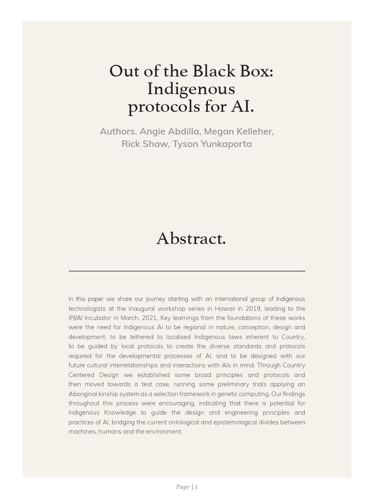 Out of The Black Box: Indigenous Protocols For AI | PDF