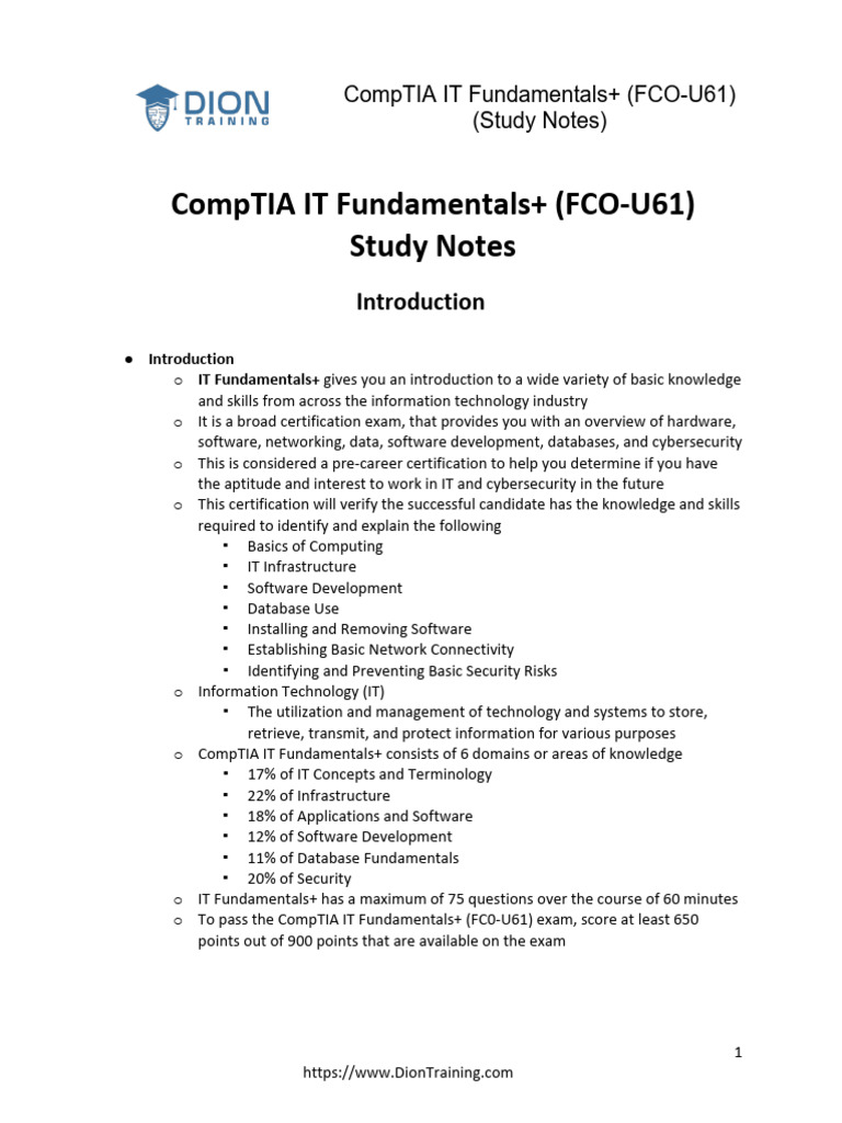 CompTIA+IT+Fundamentals++ (FCO U61) +Study+Guide | Download Free PDF ...