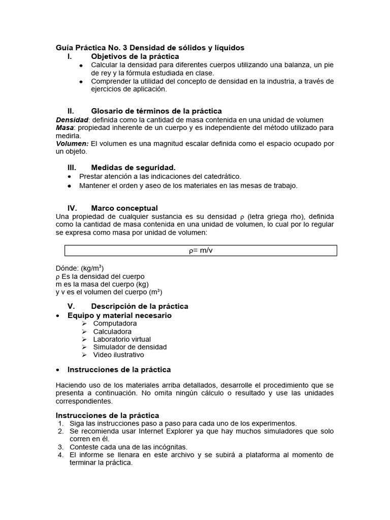 PRACT 3 de fisica | PDF | Densidad | Volumen