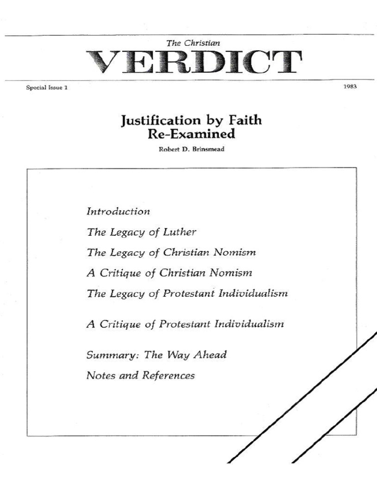 Cd1 Justification by Faith Reexamined | PDF | Justification (Theology) | Sola Fide