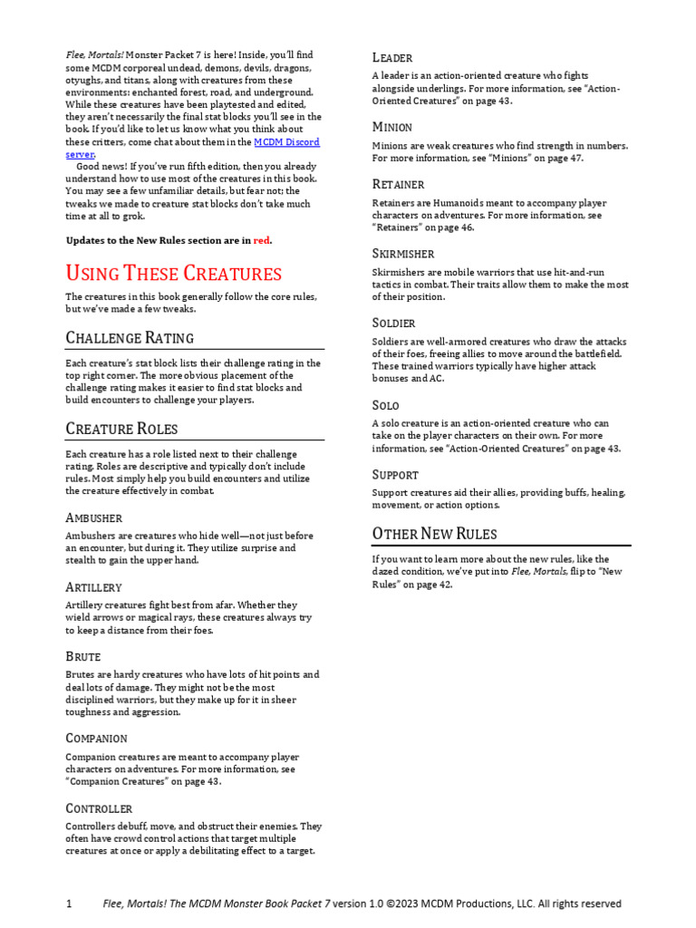 Flee Mortals Creature Packet 7 v1.0 | Download Free PDF | Demons