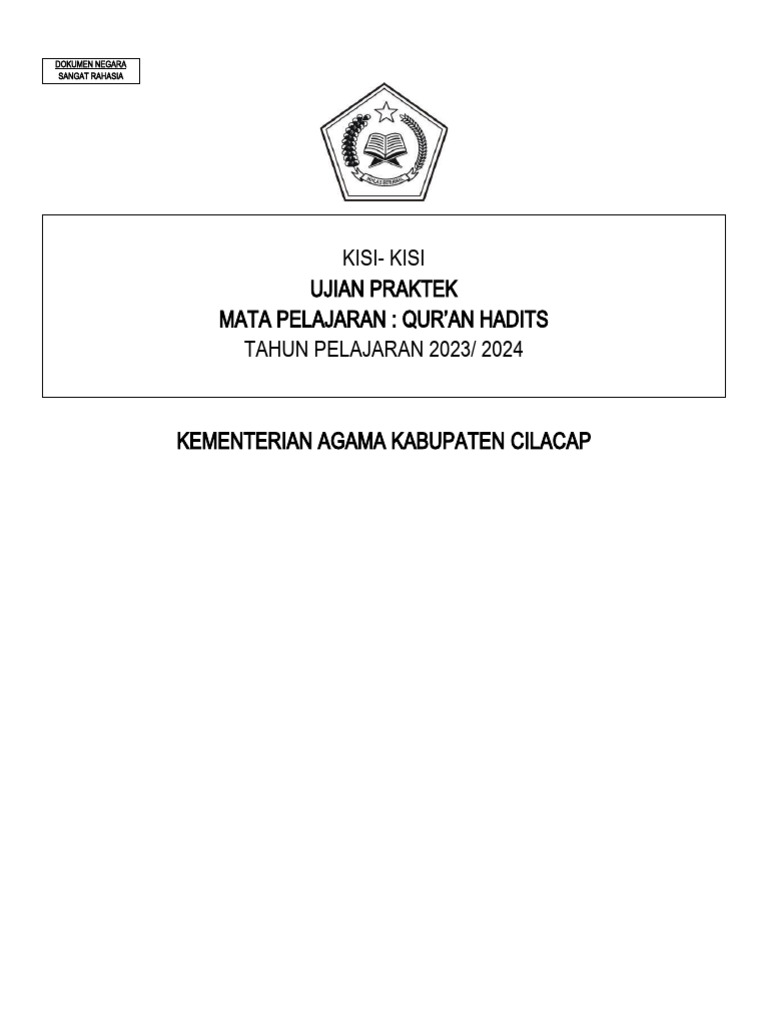 KISI-KISI Ujian Praktek Qur'an Hadits 2023-2024 | PDF