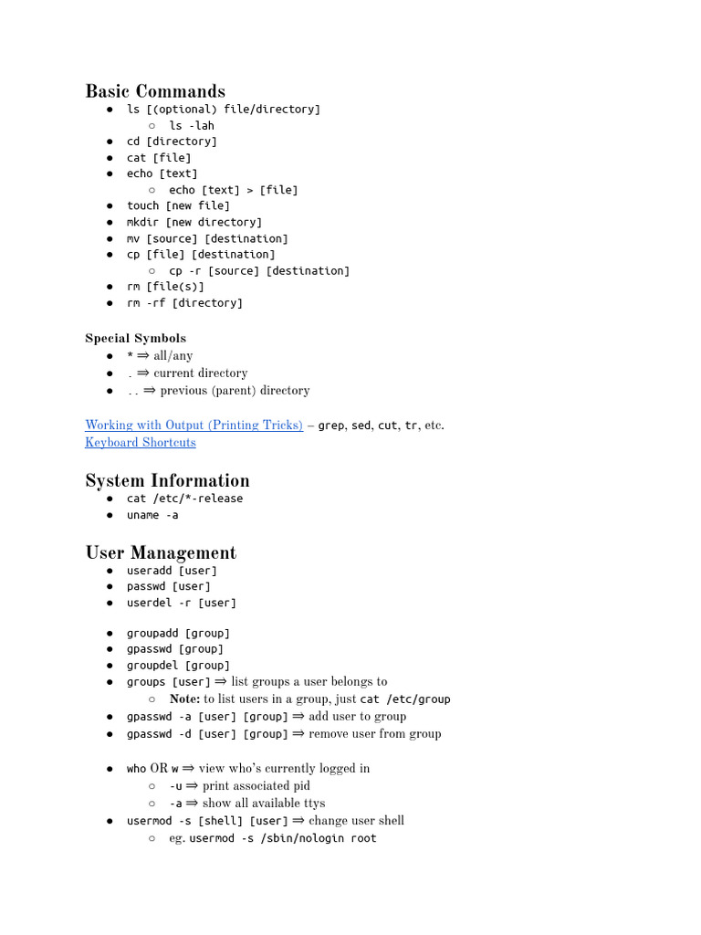 Linux Commands Cheat Sheet | PDF | Port (Computer Networking) | Sudo