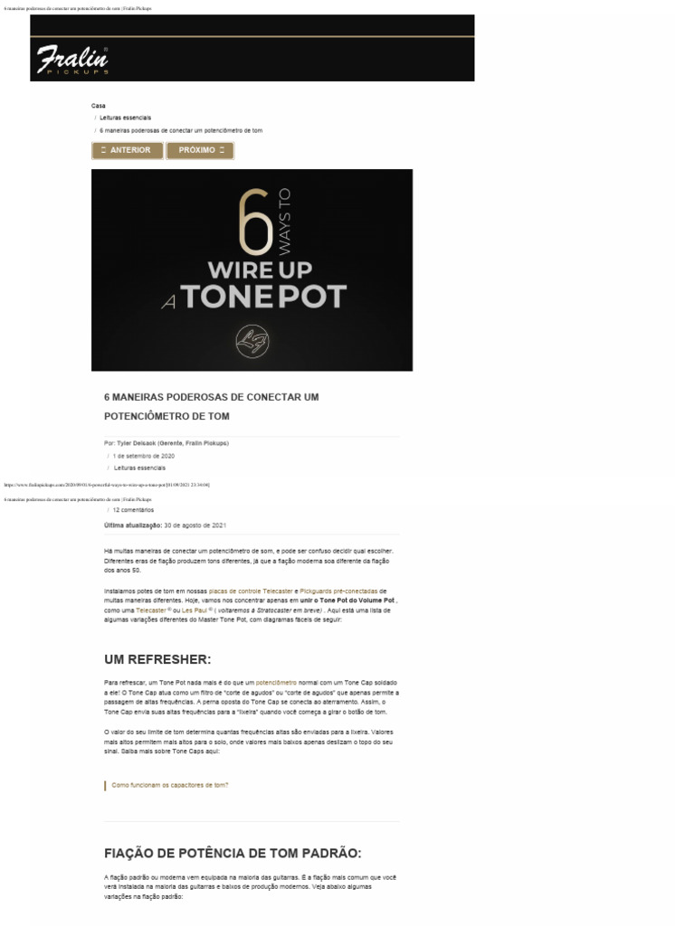 6 maneiras poderosas de conectar um potenciômetro de tom | PDF | Filtro passa-baixa | Som