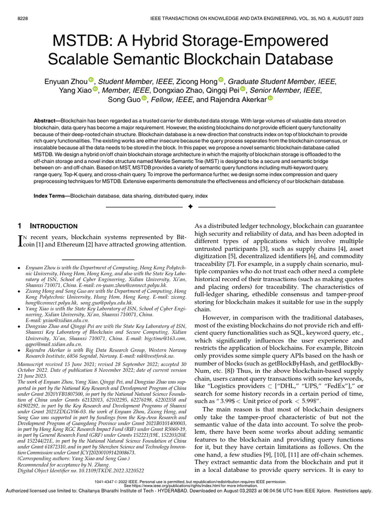MSTDB A Hybrid Storage-Empowered Scalable Semantic Blockchain Database ...
