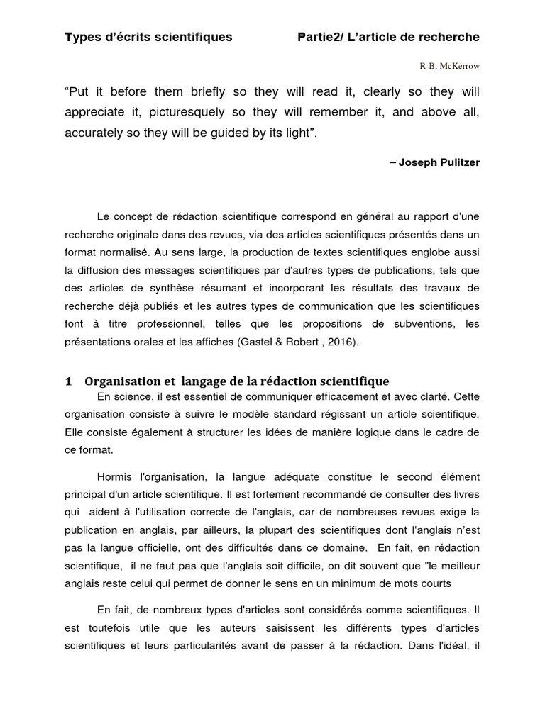 Cours4 Larticle de Recherche | PDF | Langue anglaise | la communication