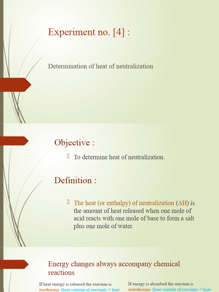 Heat of Neutralization | Download Free PDF | Chemical Reactions | Heat