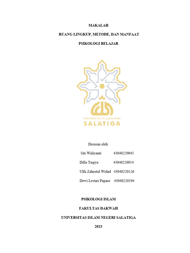 KEL.2 RUANG LINGKUP, METODE, DAN MANFAAT PSI BELAJAR (AutoRecovered) | PDF