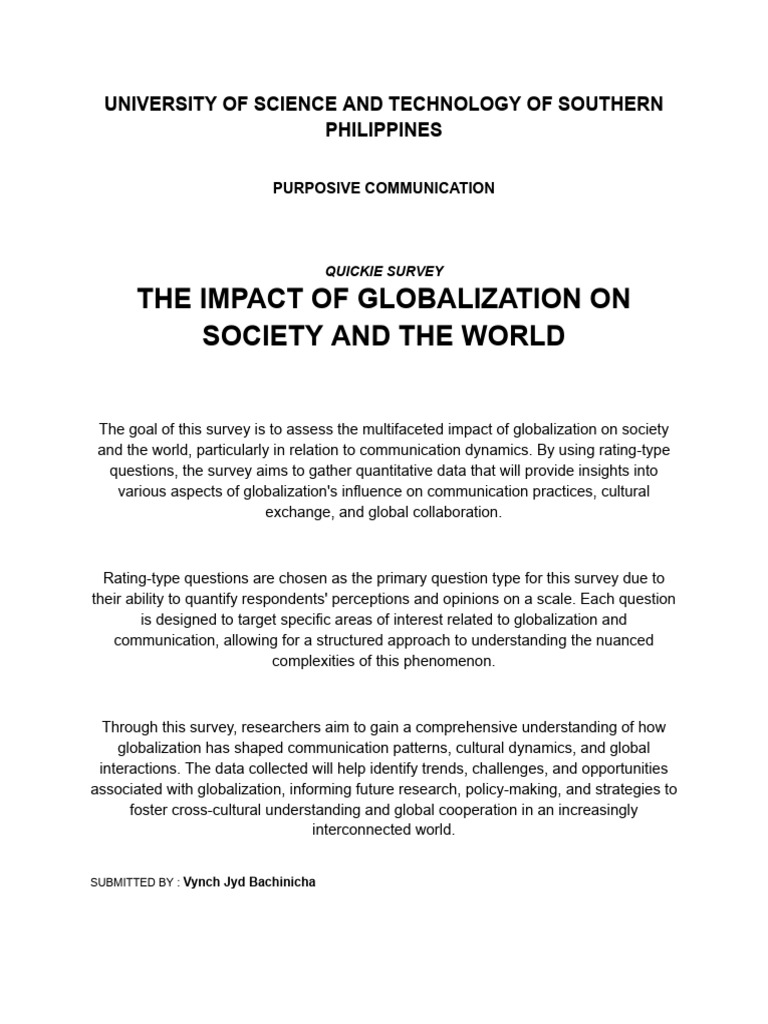 The Impact of Globalization On Society and The World | PDF ...