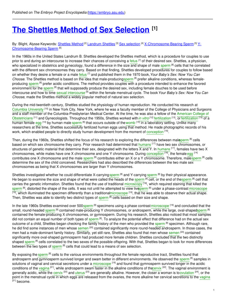 The Embryo Project Encyclopedia The Shettles Method Of Sex Selection