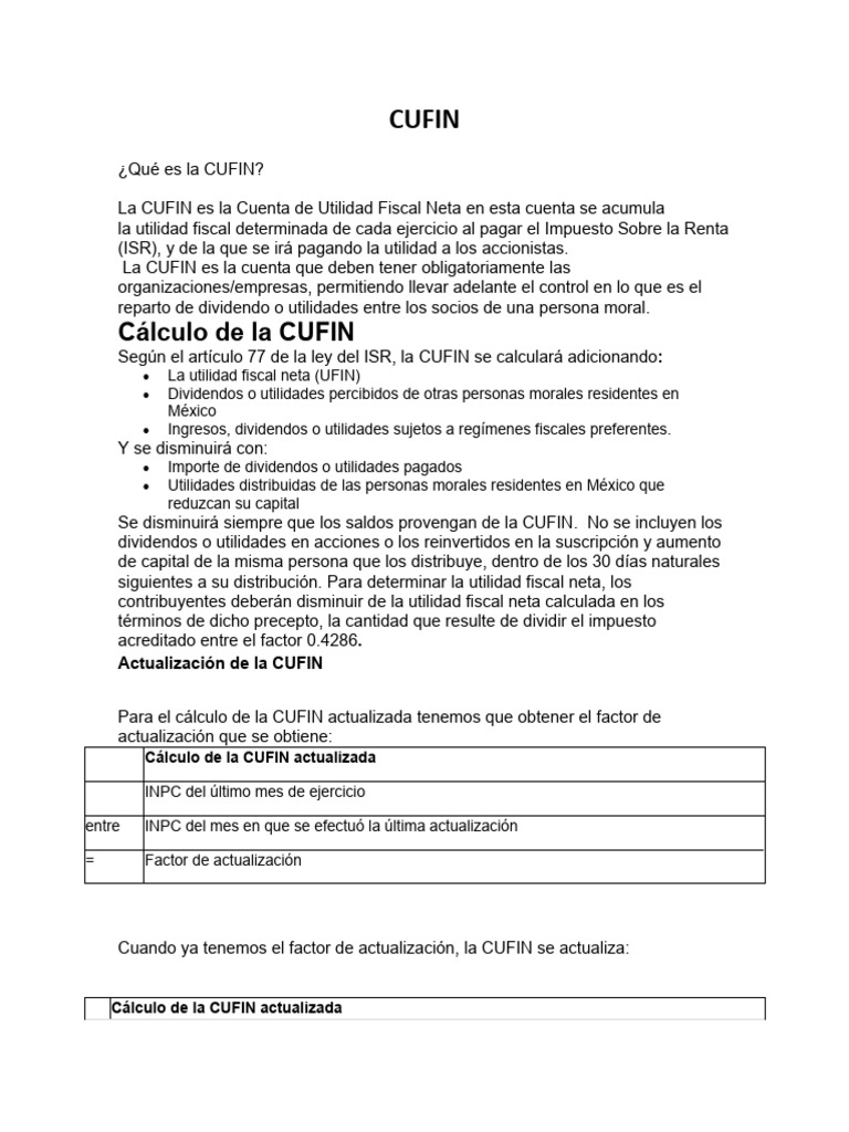 Actualización de la CUFIN y UFIN | PDF | Dividendo | Impuesto sobre la ...