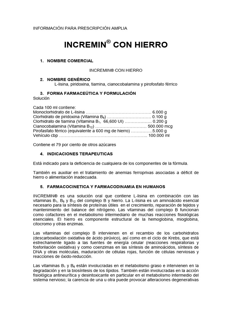 LLD (17 Ago 11) Vitamins and Minerals (Incremin Con Hierro) | PDF ...