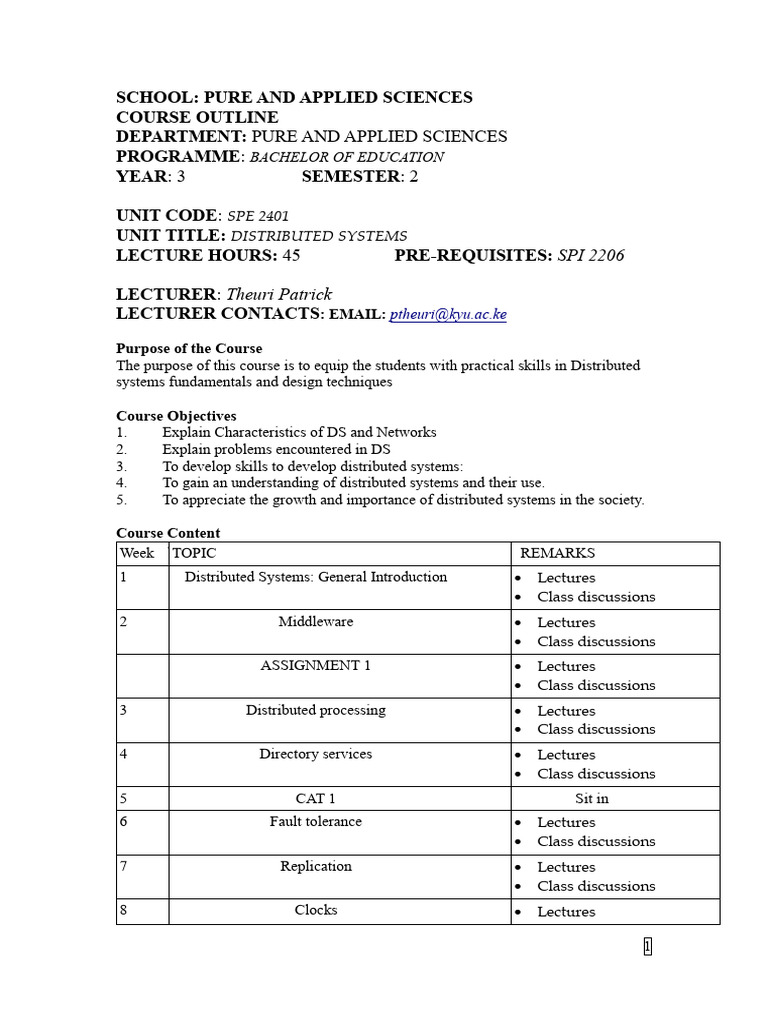 Distributed Systems Course Syllabus | PDF | Distributed Computing ...