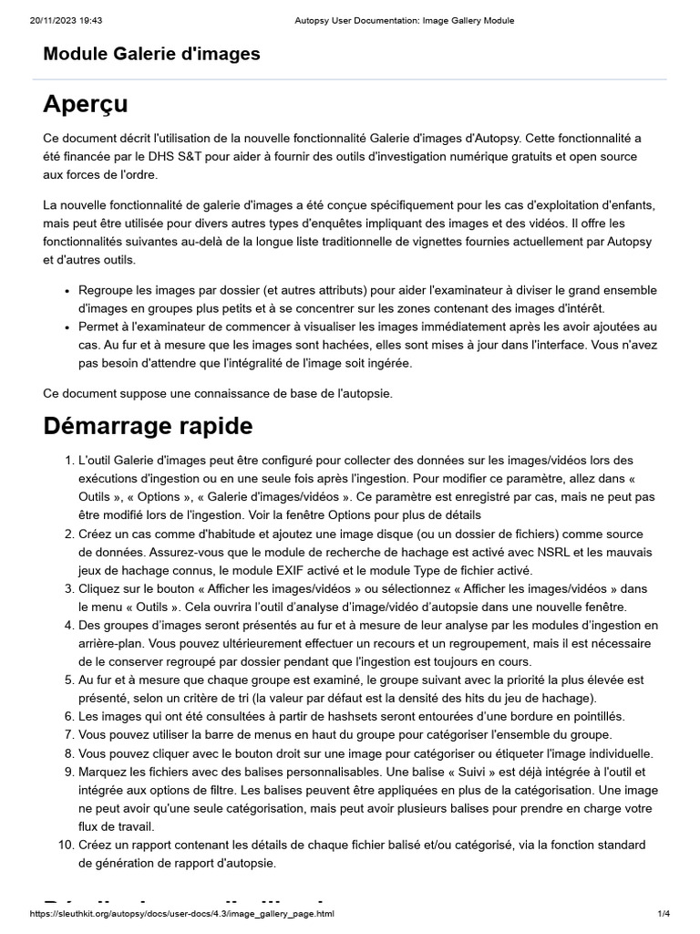 Autopsy User Documentation - Image Gallery Module - ANALYSE - MANUELLE | PDF