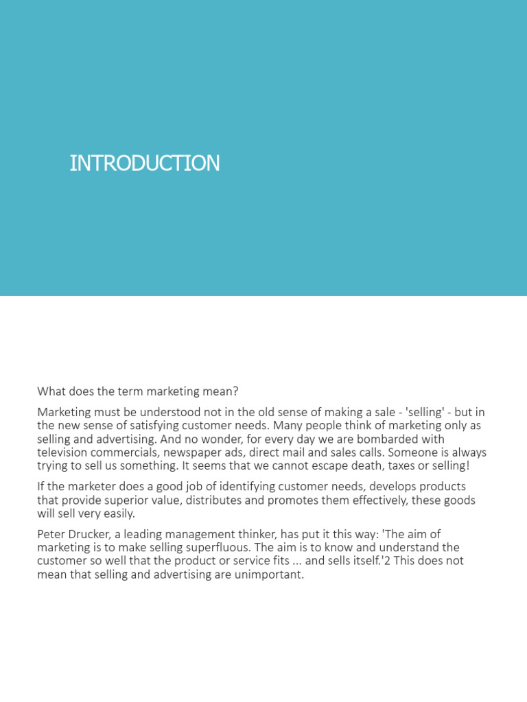 Introduction To Marketing | PDF
