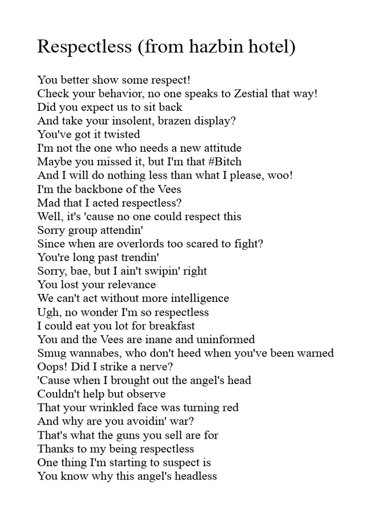 Respectless (from hazbin hotel) | PDF