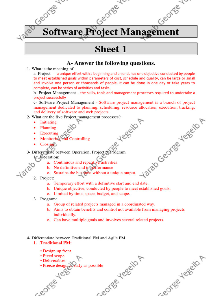 Sheet 1 | PDF | Project Management | Software Development Process