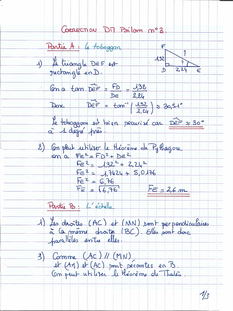 Correction DM Bilan n°3 | PDF