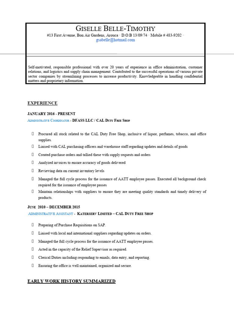 410 Giselle Timothy Resume 2 | PDF | Logistics | Supply Chain