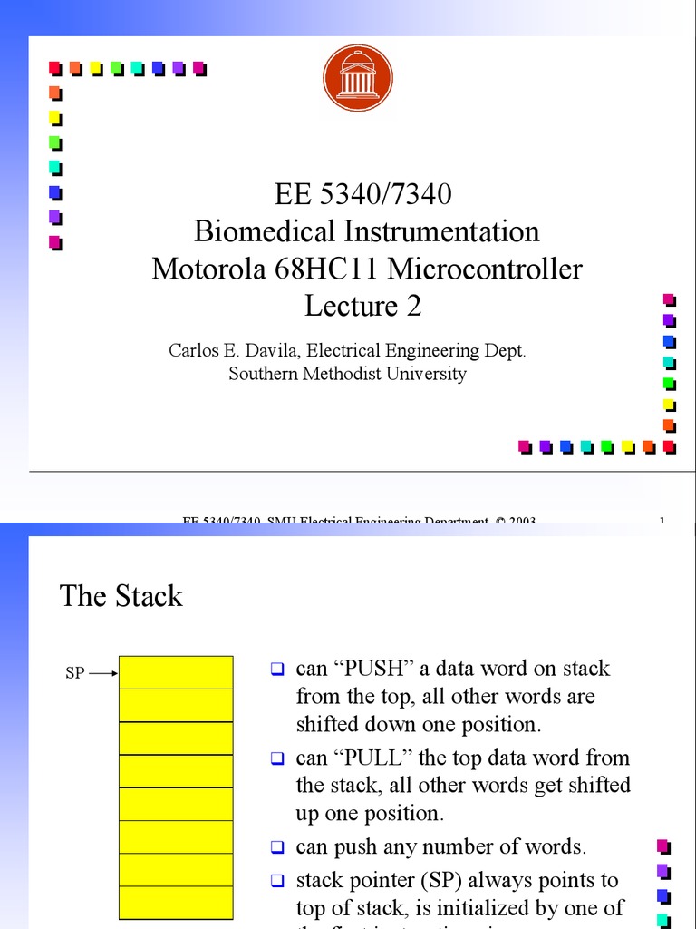 EE 5340/7340 Biomedical Instrumentation Motorola 68HC11 Microcontroller | PDF | Subroutine ...