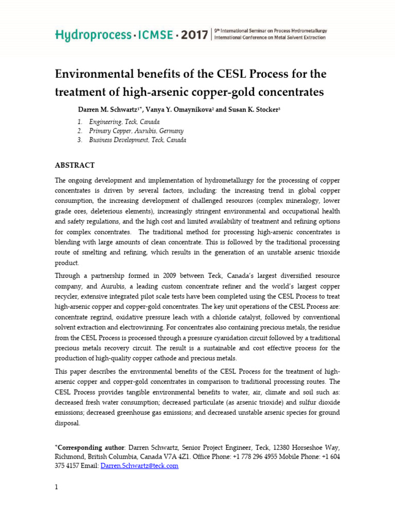 Process-For-The-Treatment-Of-High-Arsenic Copper-Gold Concentrates ...