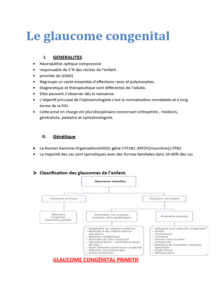 Glaucome Congénital : Diagnostic et Traitement | PDF | Glaucome ...