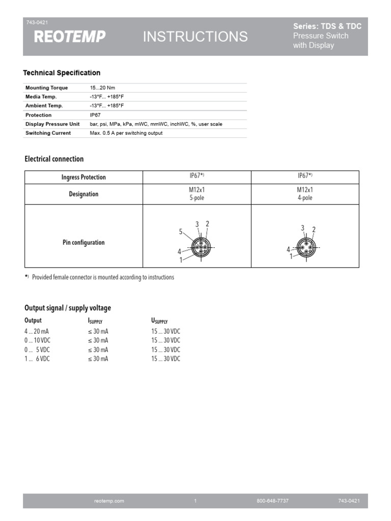 743-0421-TDS-TDC-Pressure-Switch-Instructions | PDF
