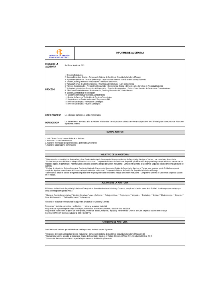 Informe Final Seguridad y Salud en El Trabajo | Descargar gratis PDF ...