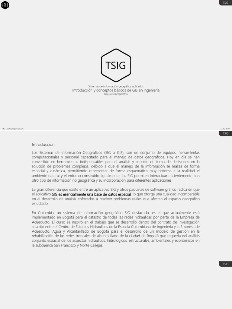 TSIG Taller0 Introduccion | PDF | Sistema de información geográfica | Sistema coordinado