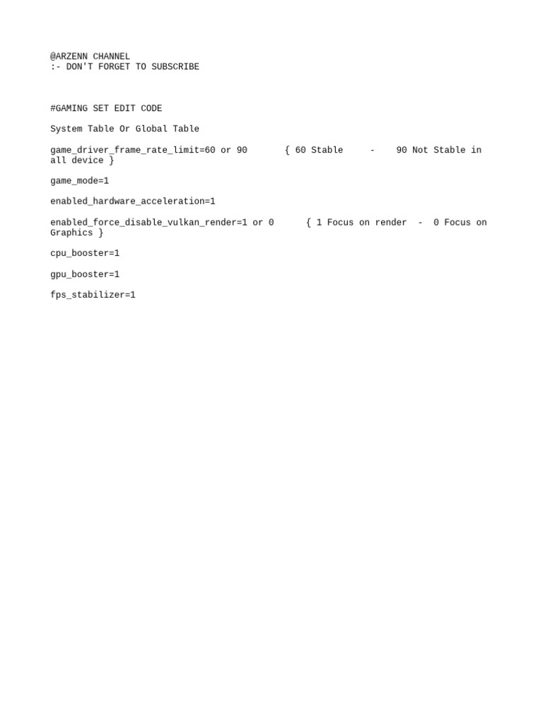 Gaming Set Edit Code Pdf
