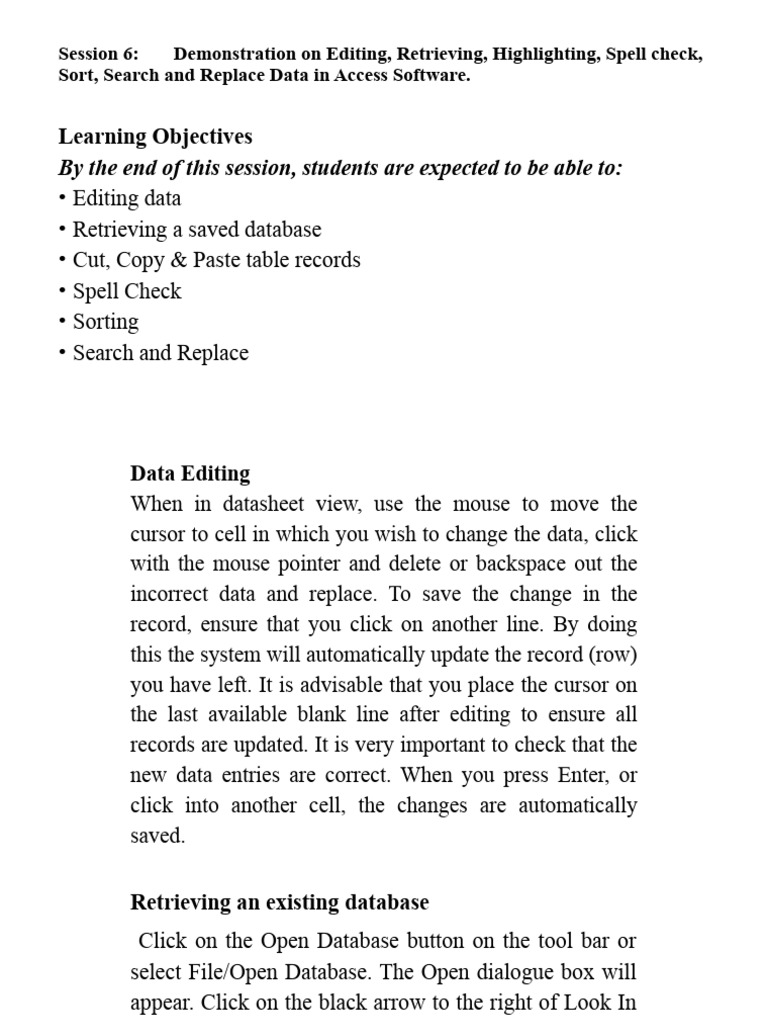 Session 6 COMP | PDF | Cursor (User Interface) | Databases