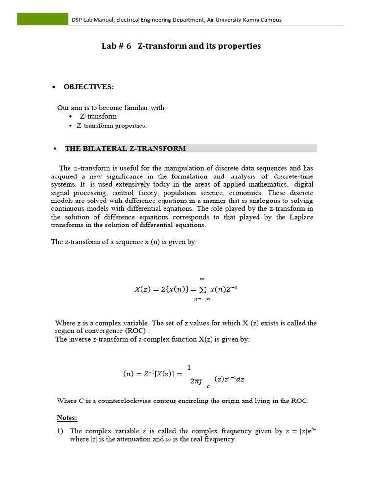 Lab4 Z Transform | PDF | Laplace Transform | Mathematics